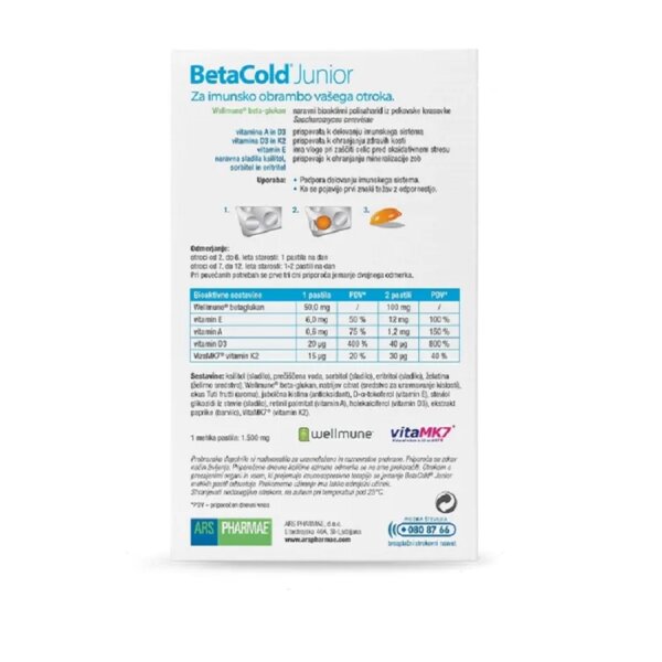 BetaCold® Junior mehke pastile Ars Pharmae, 30 pastil - Avena